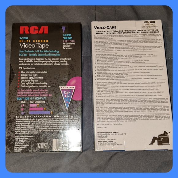RCA | Media | 524 Brand New Set Maxell Vcr Head Cleaner Tape W 1 Rca Blank Vhs Tape | Poshmark